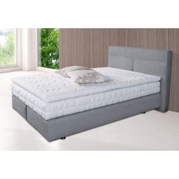 Boxspringbett, B:155cm L:212cm, grau, Westfalia Schlafkomfort, Bezug Kaltschaum-Topper: 100% Polyester, beidseitig mit Klimafaser versteppt.