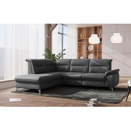 Sit & More Ecksofa SIT & MORE, B:256cm H:91cm T:225cm, grau, 100% Polyester, Wohnzimmer, Sofas, "Astoria L-Form", wahlweise mit motorischer Relaxfunktion