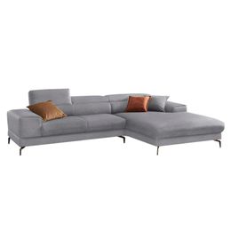 Ecksofa W.Schillig, B:303cm H:70cm T:193cm, grau, Chenille-Flachgewebe R66 (85% Polyester, 15% Nylon), Wohnzimmer, Sofas, "Piedroo, Designsofa mit