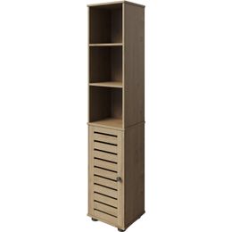 Hochschrank Welltime, B:35cm H:167cm, braun, Kunststoff, Melamin, Spanplatte, Badezimmer, Schr&auml;nke, "MODENA", 35 cm, Badezimmerhochschrank