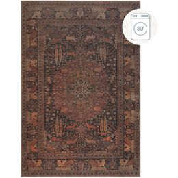 Teppich FLAIR RUGS, B:152cm H:4mm L:230cm, rot, Kunstfaser, Wohnzimmer, Teppiche, "Nico", Waschbarer Traditioneller Teppich
