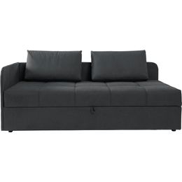 Schlafsofa Alina, B:205cm H:73cm T:95cm, grau, Chenille EQE (100% Polyester), Jugendzimmer, Sofas, "Marla", inkl. Stauraum & 2 R&uuml;ckenkissen, Armlehne