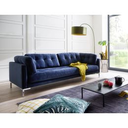 3-Sitzer TRENDS BY HG, B:228cm H:75cm T:92cm, blau, Sofas, "Landau", in Cord-Stoff mit Metallfu&szlig;