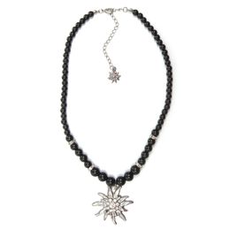 Allg&auml;u Rebell ALLG&Auml;U REBELL Damen Collier "Heidi", schwarz, Basic, Glas, Halsketten, mit Edelwei&szlig; Anh&auml;nger