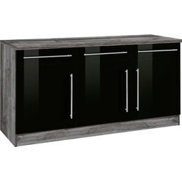 Unterschrank KOCHSTATION, B:150cm H:85cm T:60cm, schwarz, Holzwerkstoff, K&uuml;che, Schr&auml;nke, "KS-Samos", Breite 150 cm