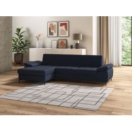 Ecksofa DOMO collection, B:297cm H:84cm T:160cm, blau, 100% Polyester, Wohnzimmer, Sofas, "Capelo, komfortabel, klare Linien zeichnen dieses Design