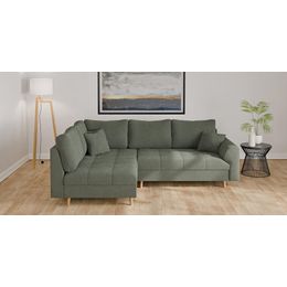 Ecksofa Home Affaire, B:231cm H:81cm T:161cm, gr&uuml;n, 100% Polyester, Wohnzimmer, Sofas, "CHARRE L-Form mit Ottomane, Ma&szlig;e B/T/H: 231/161/81 cm", feine
