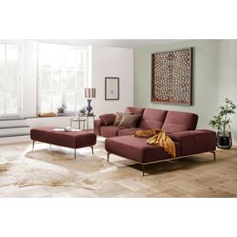 Ecksofa W.Schillig, B:299cm H:88cm T:178cm, rot, Longlife Xtra-Leder Z73: Naturwalkleder der Luxusklasse aus den erlesensten Rohh&auml;uten. Hautst&auml;rke 1,