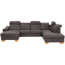 Wohnlandschaft Home Affaire, B:338cm H:86cm T:219cm, grau, Luxus-Microfaser Lederoptik (100% Polyester), Sofas, "Dundee U-Form", wahlweise mit