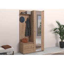 Garderobenschrank OTTO HOME, B:110cm H:188cm T:38cm, braun, Spanplatte, Flur, Schr&auml;nke, "Kosmo", mit Spiegel Ma&szlig;e 118 x 30 cm, H&ouml;he 190 cm, Breite
