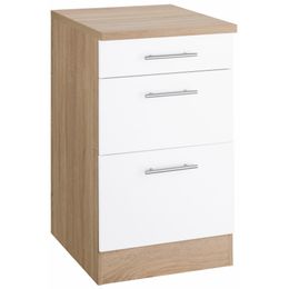 Unterschrank Optifit, B:50cm H:85cm T:60cm, wei&szlig;, K&uuml;che, Schr&auml;nke, "Kalmar", Breite 50 cm