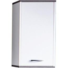 H&auml;ngeschrank Welltime, B:32cm H:21cm T:60cm, silber, Badezimmer, Schr&auml;nke, "Sanremo", Badschrank mit 2 F&auml;chern in Wei&szlig;/Rauchsilber - (B/T/H) 32/21/60