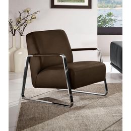 Cocktailsessel W.Schillig, B:65cm H:82cm T:82cm, braun, Velourgewebe V41 (100% Polyester);Longlife Xtra-Leder Z59 - Glattleder;Longlife Xtra-Leder