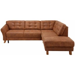 Ecksofa Home Affaire, B:260cm H:89cm T:90cm, braun, Struktur weich ( 97% Polyester, 3% Baumwolle);Luxus-Microfaser ALTARA NUBUCK (100%