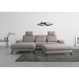 Sit & More Ecksofa SIT & MORE, B:283cm H:88cm T:175cm, grau, Wohnzimmer, Sofas, "Cinturo L-Form", inklusive Sitztiefenverstellung und Federkern, Sitzh&ouml;he 45 cm