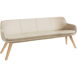 Essbank Musterring, B:220cm H:87cm T:66cm, beige, K&uuml;che, Sitzb&auml;nke, "Tavia", Stativgestell aus Eiche bianco massiv, Breite 180, 200 oder 220 cm