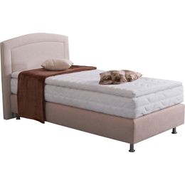 Boxspringbett, B:104cm L:210cm, beige, Westfalia Schlafkomfort, Bezug Unterbox und Kopfteil: Mikrovelours, strapazierf&auml;hig und pflegeleicht (100%