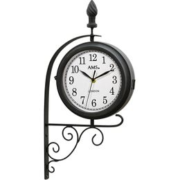 AMS Wanduhr "W9433", B/H/L: 24cm x 9cm x 54cm, schwarz, Wanduhren, Quarzuhr,Wohnzimmer,Esszimmer,K&uuml;che,Arbeitszimmer,B&uuml;ro,Flur