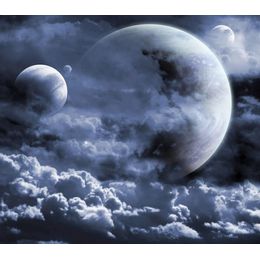 papermoon Fototapete "Wolken mit Monden", B/L: 5m x 2,8m, Bahnen: 10 Stk., bunt, Schlafzimmer, Tapeten
