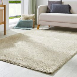 Hochflor-Teppich ANDIAMO, B:60cm H:40mm L:110cm, beige, Obermaterial: 100% Polypropylen, Teppiche, "Chicago", Uni Farben, weich & kuschelig, ideal im