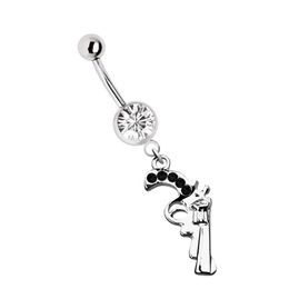 Adelia&acute;s ADELIA ́S Damen Bauchnabelpiercing "Piercing Piercing Bauchnabelpiercing", schwarz, Chirurgiestahl, Piercings, 316l Stahl Banane - Pistole Revolver