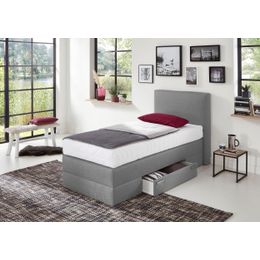 Boxspringbett, grau, Westfalia Schlafkomfort, Komplettbetten, mit Schubk&auml;sten und Zierkissen