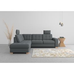 Sit & More Ecksofa SIT & MORE, B:249cm H:82cm T:213cm, grau, Wohnzimmer, Sofas, "Quincy L-Form", wahlweise mit Bettfunktion und Bettkasten