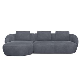 Wohnlandschaft FLEXLUX, B:276cm H:85cm T:146cm, grau, Sofas, "Torino, rund, L-Form, Sofa-Ecke mit Recamiere, Longchair-Sofa", Modernes, organisches