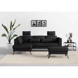 Sit & More Ecksofa SIT & MORE, B:254cm H:88cm T:188cm, schwarz, Wohnzimmer, Sofas, "Lindholm L-Form", mit Sitztiefenverstellung und Federkern