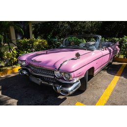 papermoon Fototapete "Oldtimer pink", B/L: 4,5m x 2,8m, Bahnen: 9 Stk., bunt, Schlafzimmer, Tapeten