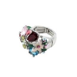 Damen Fingerring "Blumenwiese", Messing, bunt, Collezione Alessandro, Messing, Fingerringe