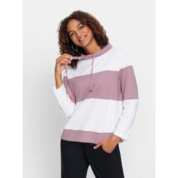 Casual Looks Damen Sweatshirt, lila, Gr. 40, gemustert, gestreift, mehrfarbig, 50% Baumwolle, 50% Polyester, Sweatshirts
