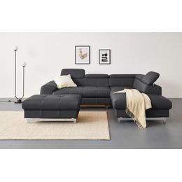 Ecksofa COTTA, B:257cm H:72cm T:206cm, schwarz, Luxus-Microfaser (100% Polyester);Kunstleder Softlux;Leder Advantage (abgedecktes Spalt-Rindsleder),