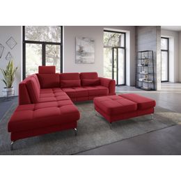 Sit & More Ecksofa SIT & MORE, B:258cm H:84cm T:226cm, rot, Wohnzimmer, Sofas, "Bendigo L-Form", inklusive Sitztiefenverstellung, Bodenfreiheit 12 cm, in 2