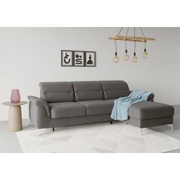 Sit & More Ecksofa SIT & MORE, B:258cm H:85cm T:170cm, grau, 100% Polyester, Wohnzimmer, Sofas, "Sinatra L-Form", mit Recamiere, optinal mit Kopfteilverstellung