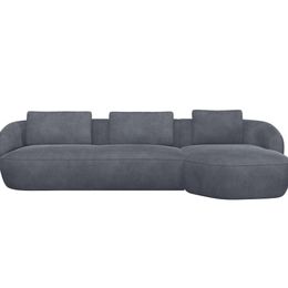 Wohnlandschaft FLEXLUX, B:307cm H:85cm T:146cm, grau, 100% Polyester, Sofas, "Torino, rund, L-Form, Sofa-Ecke mit Recamiere, Longchair-Sofa",