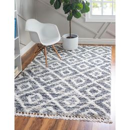 Hochflor-Teppich, B:66cm H:32mm L:91cm, grau, MyFlair M&Ouml;BEL & ACCESSOIRES, Polypropylen (PP), Teppiche, "Top Shag, LAGERR&Auml;UMUNG", gewebt, Rauten