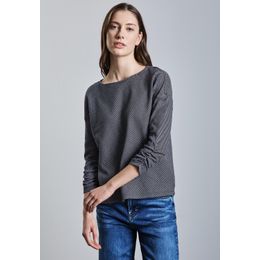 Street One Damen 3/4-Arm-Shirt, blau, Gr. 34, gestreift, Web, 95% Baumwolle, 5% Elasthan, Shirts, mit U-Boot-Ausschnitt