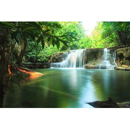 papermoon Fototapete "Kleiner Regenwald Wasserfall", B/L: 5m x 2,8m, Bahnen: 10 Stk., bunt, Schlafzimmer, Tapeten