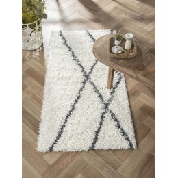 Hochflor-Teppich, B:70cm H:37mm L:140cm, beige, MyFlair M&Ouml;BEL & ACCESSOIRES, Polypropylen (PP), Teppiche, "My Shaggy Raute", Shaggy, Scandi Rauten
