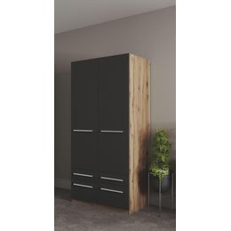 Kleiderschrank Priess, B:94cm H:193cm T:54cm, schwarz, Holzwerkstoff, Schlafzimmer, Schr&auml;nke, "Schrank Garderobe W&auml;scheschrank Barcelona in 5