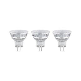 Paulmann LED-Leuchtmittel "3er-Pack Glasreflektor GU4 184lm 1,8W 2700K 12V", L:3,7cm &Oslash;:3,5cm, silber, Leuchtmittel