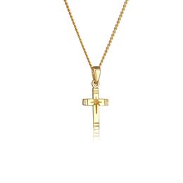 Elli Premium Damen Kette mit Anh&auml;nger "Kreuz Anh&auml;nger 585 Gelbgold", 45, ohne Stein, Gelbgold 585, L: 45, gold, Gelbgold 585, Halsketten