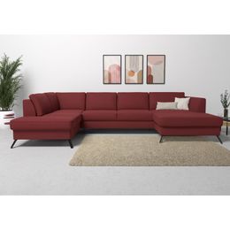 Sit & More Wohnlandschaft SIT & MORE, B:335cm H:88cm T:201cm, rot, 100% Polyester, Sofas, "Olsen U-Form", inklusive Sitztiefenverstellung, wahlweise mit