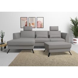 Sit & More Ecksofa SIT & MORE, B:261cm H:88cm T:172cm, grau, 100% Polyester, Wohnzimmer, Sofas, "Olsen L-Form", inklusive Sitztiefenverstellung, wahlweise mit