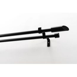 Gardinenstange Garesa, L:230cm, schwarz, Holzwerkstoff, Metall, Wohnzimmer, Gardinenstangen, "ZYLI mit offenem Tr&auml;ger", Vorhanggarnitur,