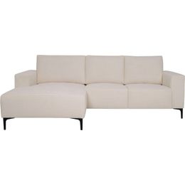 Ecksofa Home Affaire "Tournon L-Form, Breite 232 cm, Breitcord", creme, B:232cm H:85cm T:152cm, 90% Polyester, 10% Nylon, Sofas, Ecksofa, Designsofa im nordischen Stil, Wellenunterfederung, Metallf&uuml;&szlig;e