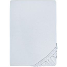 Spannbettlaken Biberna, blau, Jersey-Elasthan, Obermaterial: 97% Baumwolle, 3% Elasthan, Bettlaken, "Thea", aus Baumwolle, f&uuml;r Matratzen bis 25 cm