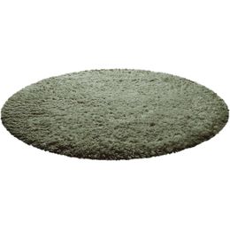 Hochflor-Teppich HOMIE LIVING, H:50mm &Oslash;:200cm, gr&uuml;n, Polyester, Teppiche, "Matteo HL-0961", 100% recyceltem PET, Langflor, Shaggy, Wohnzimmer
