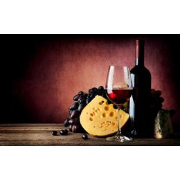papermoon Fototapete "Wein mit K&auml;se", B/L: 4m x 2,6m, Bahnen: 8 Stk., bunt, Schlafzimmer, Tapeten